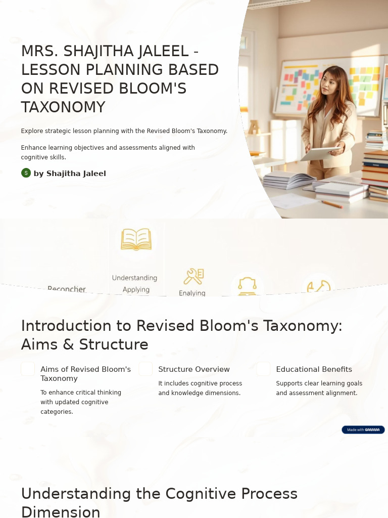 MRS-SHAJITHA-LESSON-PLANNING-BASED-ON-REVISED-BLOOMS-TAXONOMY | PDF | Educational Assessment ...