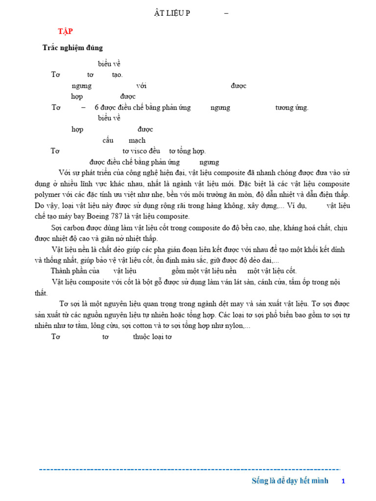 Polymer - Chuyen de Buoi 1 2 | PDF