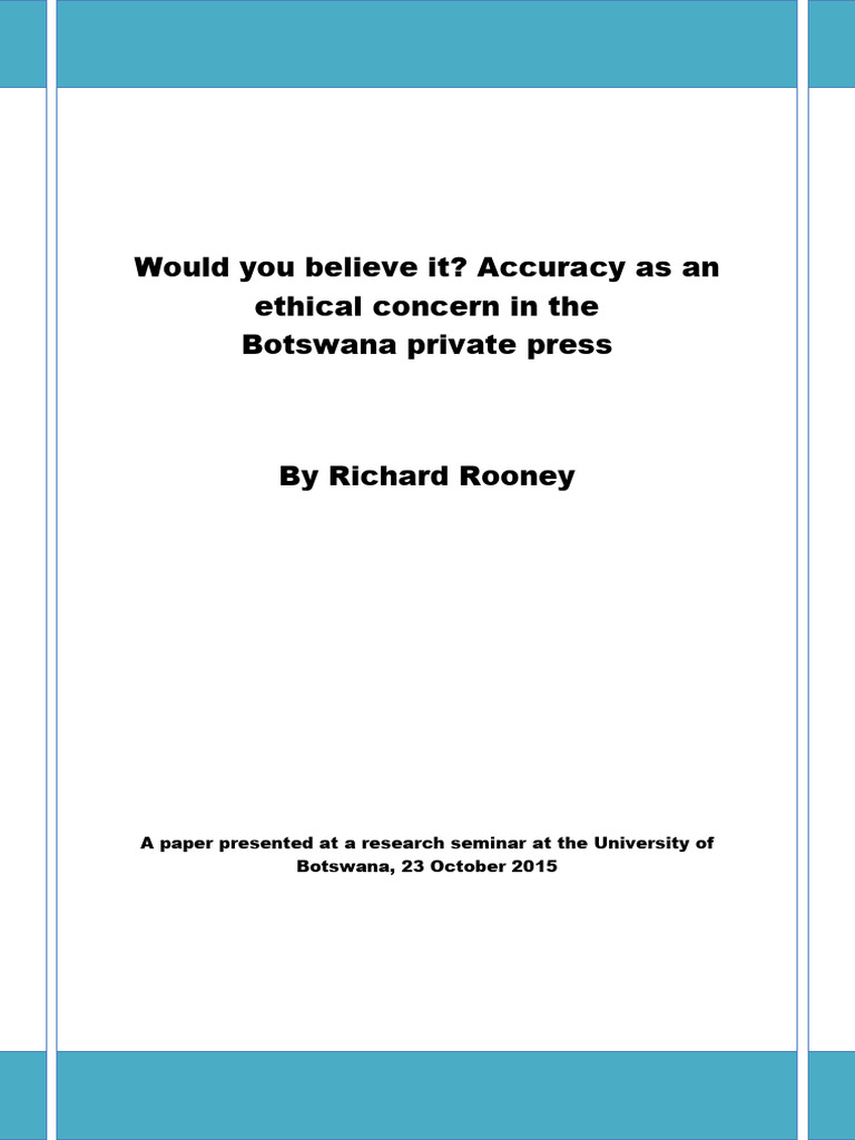 Accuracy As An Ethical Concern in The Bo | PDF | Journalism | Newspapers