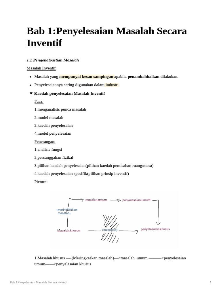 Bab 1penyelesaian Masalah Secara Inventif | PDF