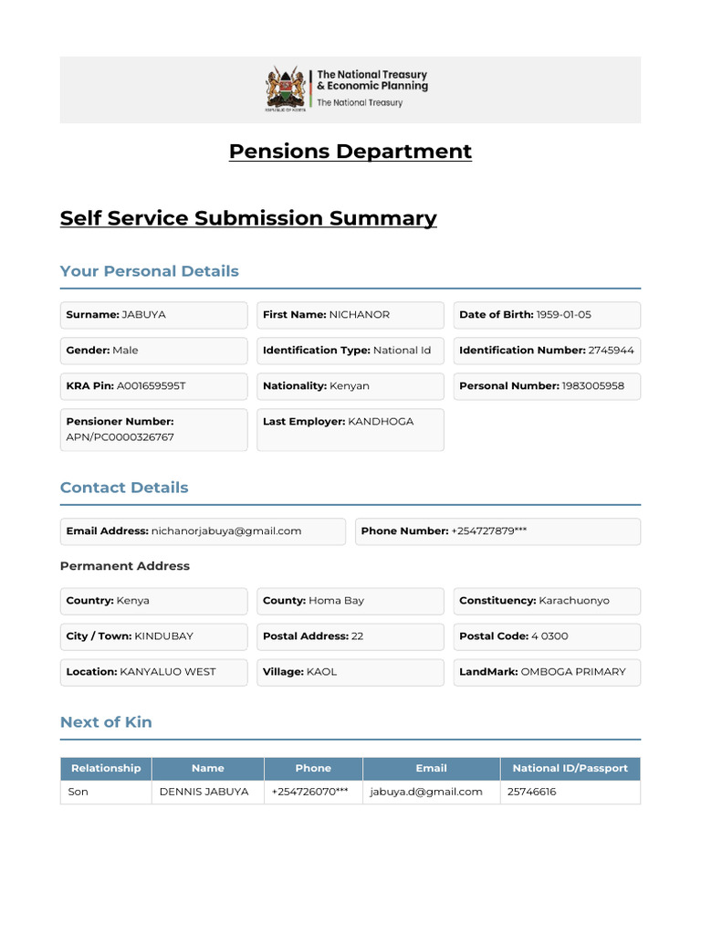 Pension Self Registration Submission | PDF | Pension | Government