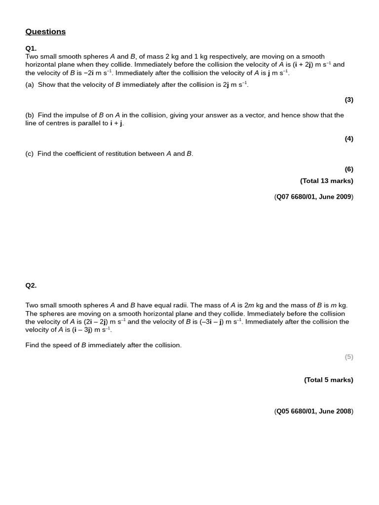 Mechanics 2d-Collisions-And-Elasticity | PDF | Collision | Mechanics