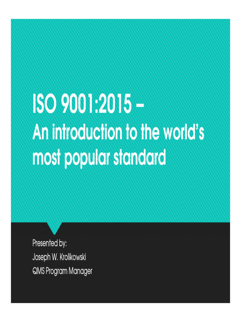 Introduction to ISO 9001:2015 Standard | PDF | Quality Management ...