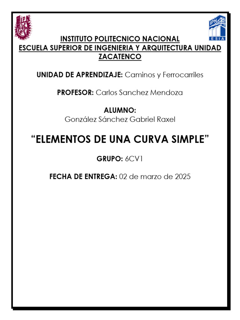 Elementos de Una Curva Simple | PDF