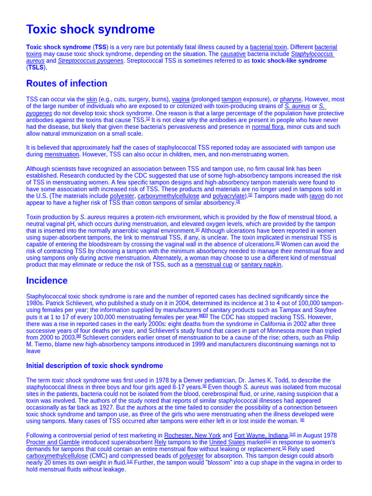 Toxic Shock Syndrome | PDF | Medical Specialties | Diseases And Disorders