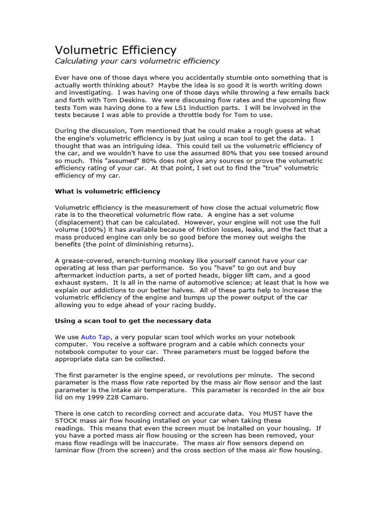 How to Calculate Volumetric Efficiency | PDF | Temperature | Density
