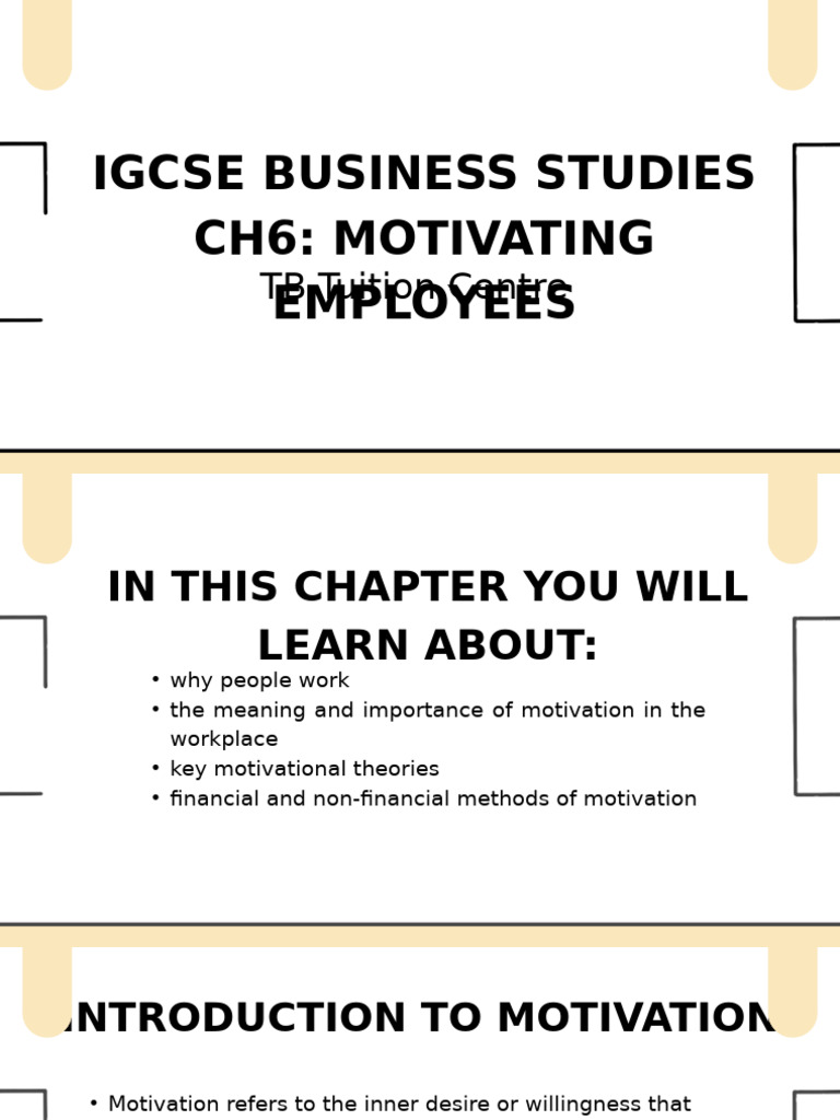 Motivating Employees in Business Studies | PDF | Motivation | Motivational