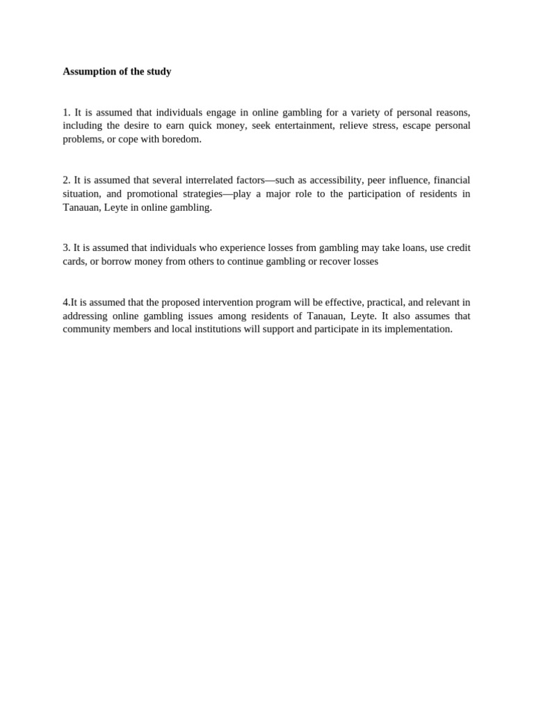 Assumption of The Study | PDF