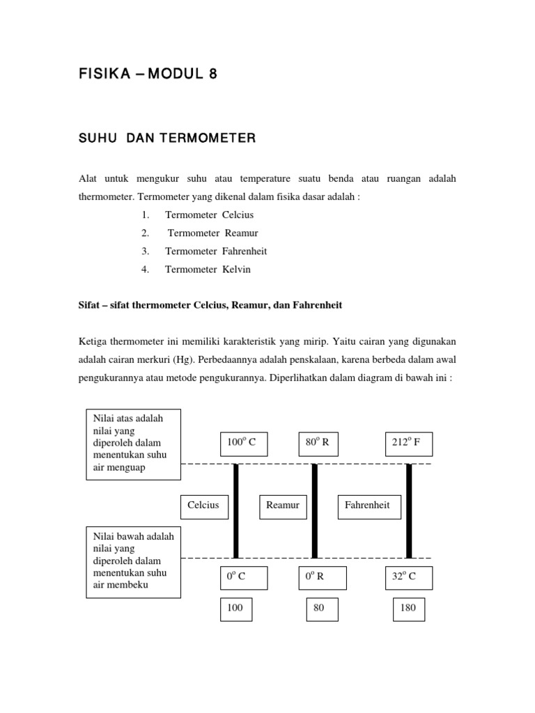 Fisika - Modul 8 - Suhu Dan Termometer | PDF
