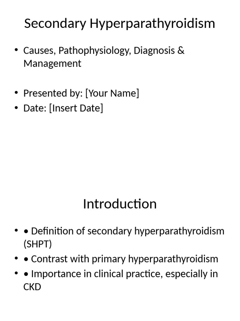 Secondary Hyperparathyroidism in CKD | PDF