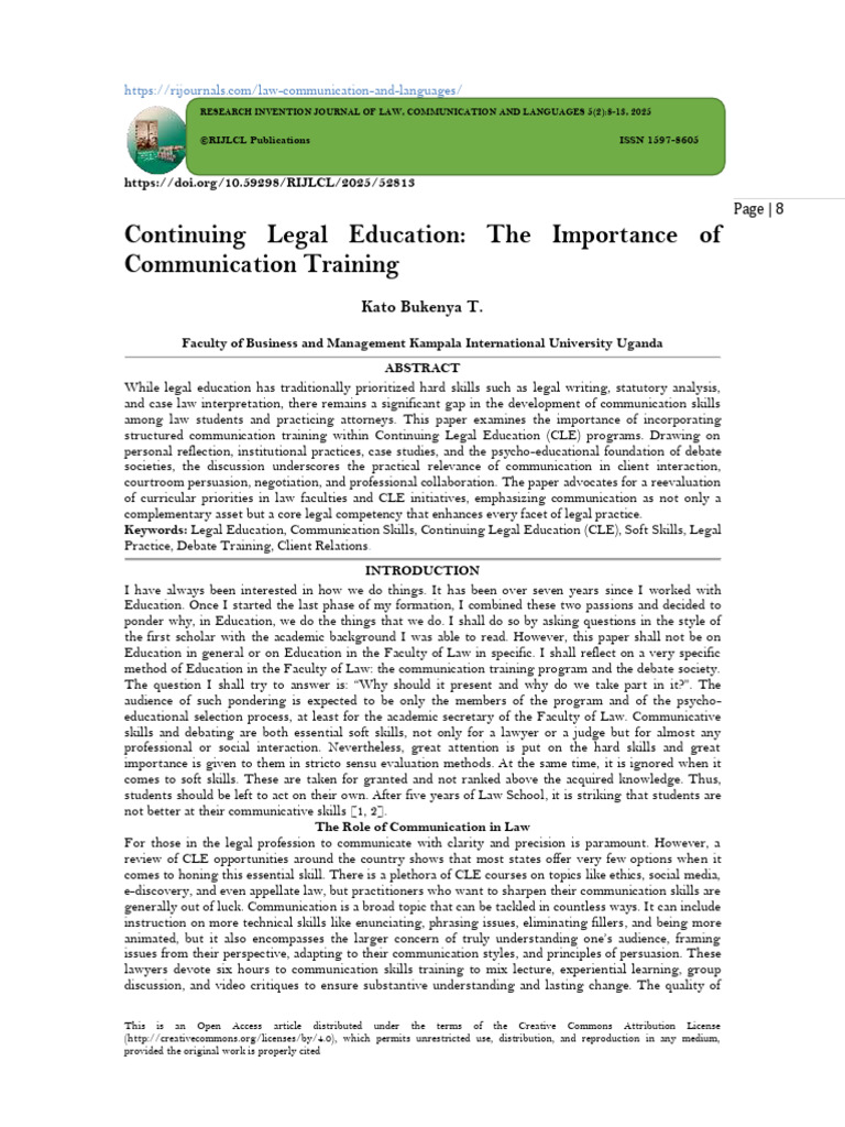 Continuing Legal Education: The Importance of Communication Training ...