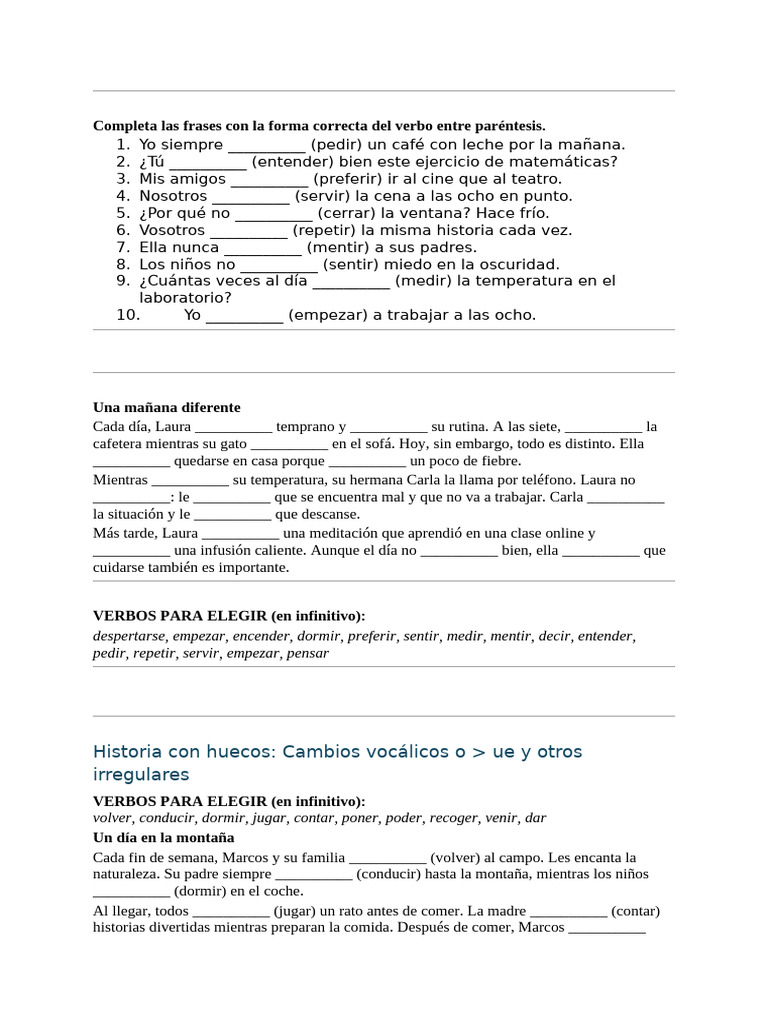 Vervos Irregulares, Presente | PDF