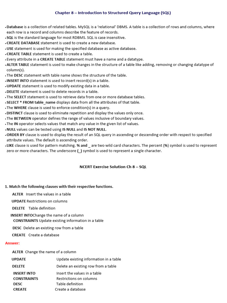 Chapter 8_250521_134258 | PDF | Table (Database) | Sql