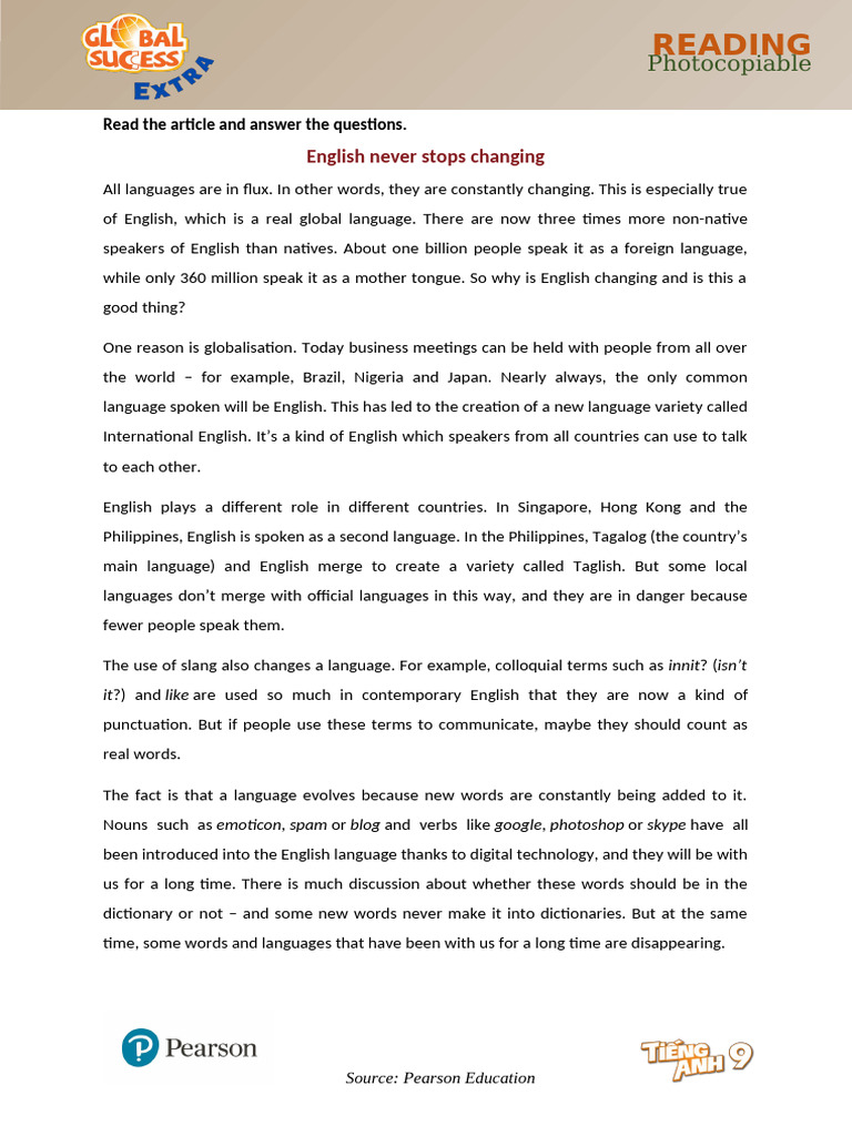 GS9 Unit 9 Extra - Reading | PDF | English Language | Human Communication