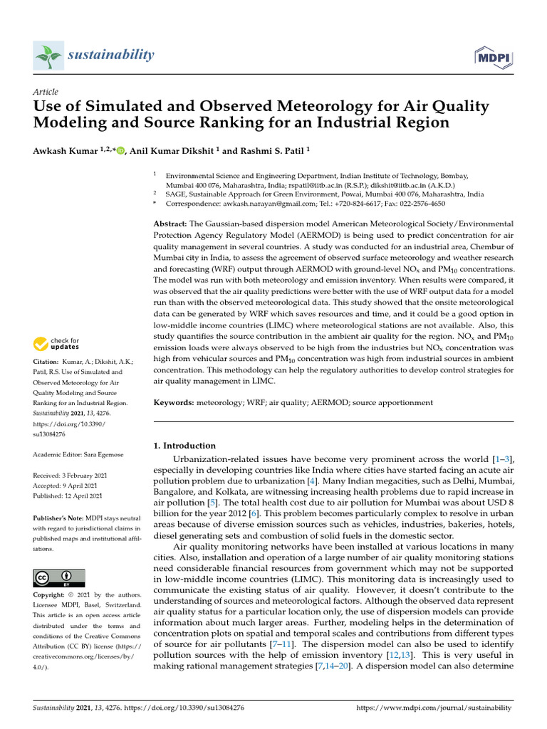 Air Quality Modeling and Source Ranking For An Industrial Region | PDF | Air Pollution | Meteorology