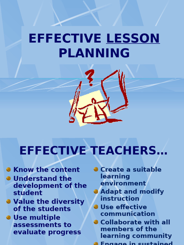 Lecture 5_Effective lesson planning | PDF | Learning | Lesson Plan