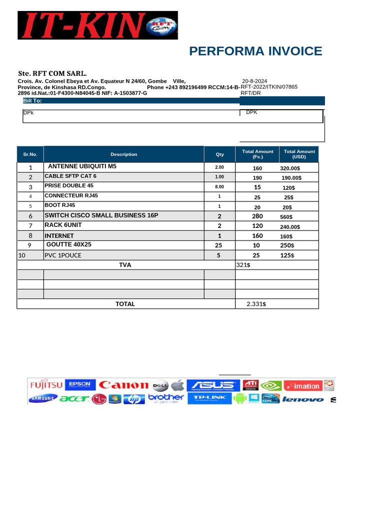 Performa Invoice for IT Equipment | PDF
