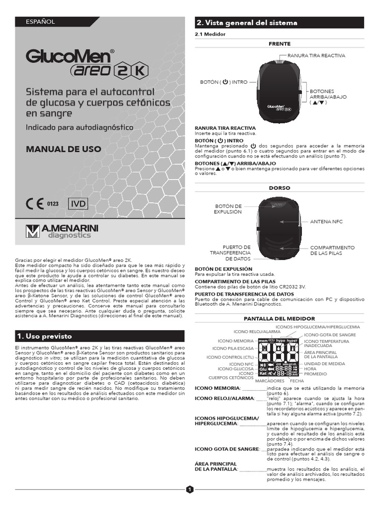 Glucomen Areo 2k Manual Usuario | PDF | Hipoglucemia | Diabetes