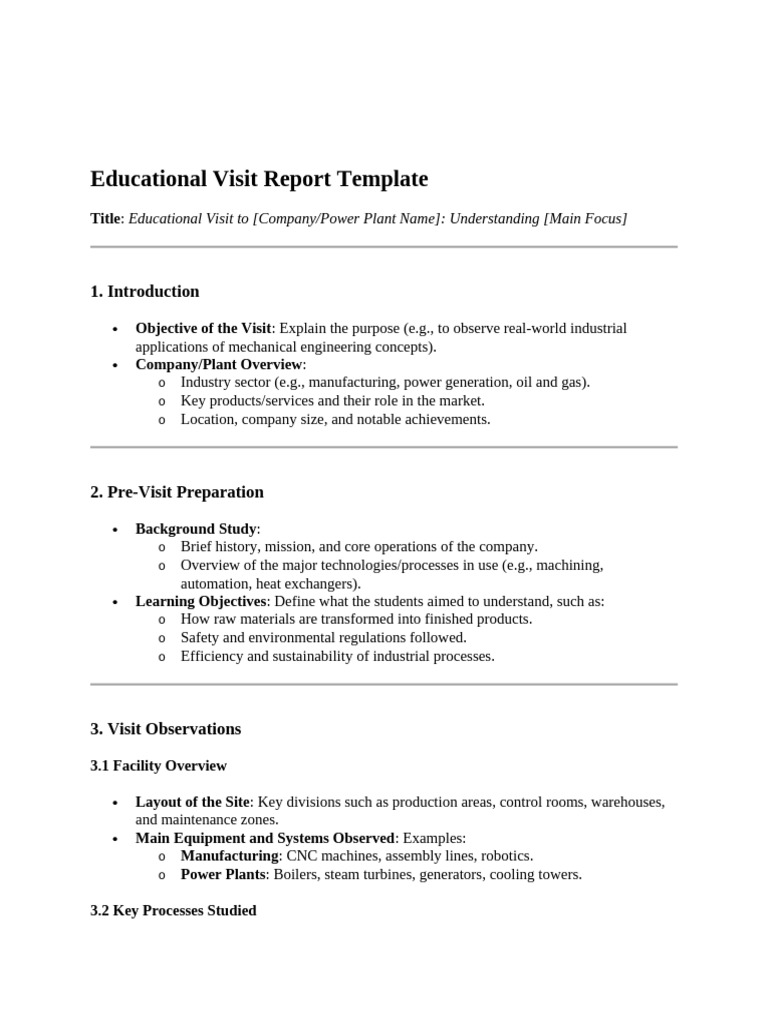 Educational Visit Report Template | PDF | Automation | Power Station