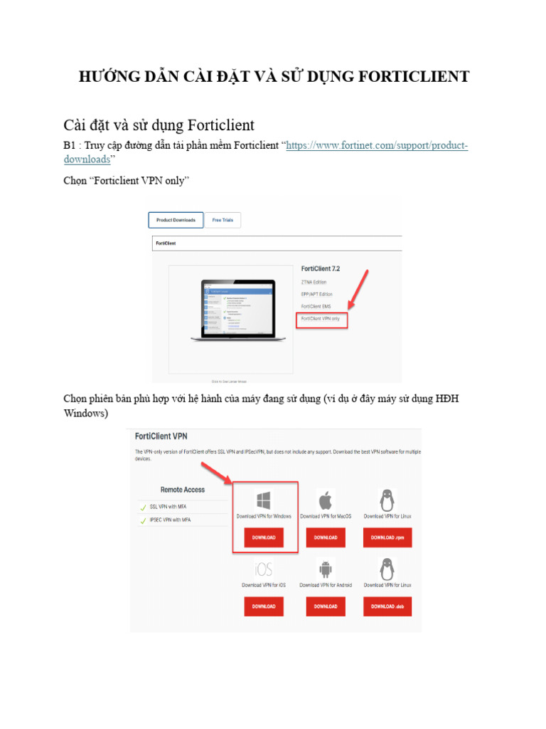 Huong Dan Cai Dat Va Su Dung Forticlient | PDF
