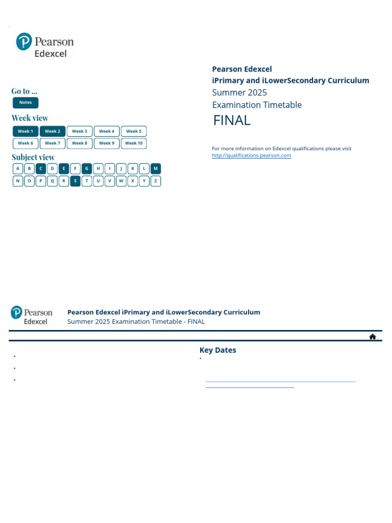 Edexcel iPrimary/iLowerSecondary Timetable 2025 | PDF | Qualifications ...