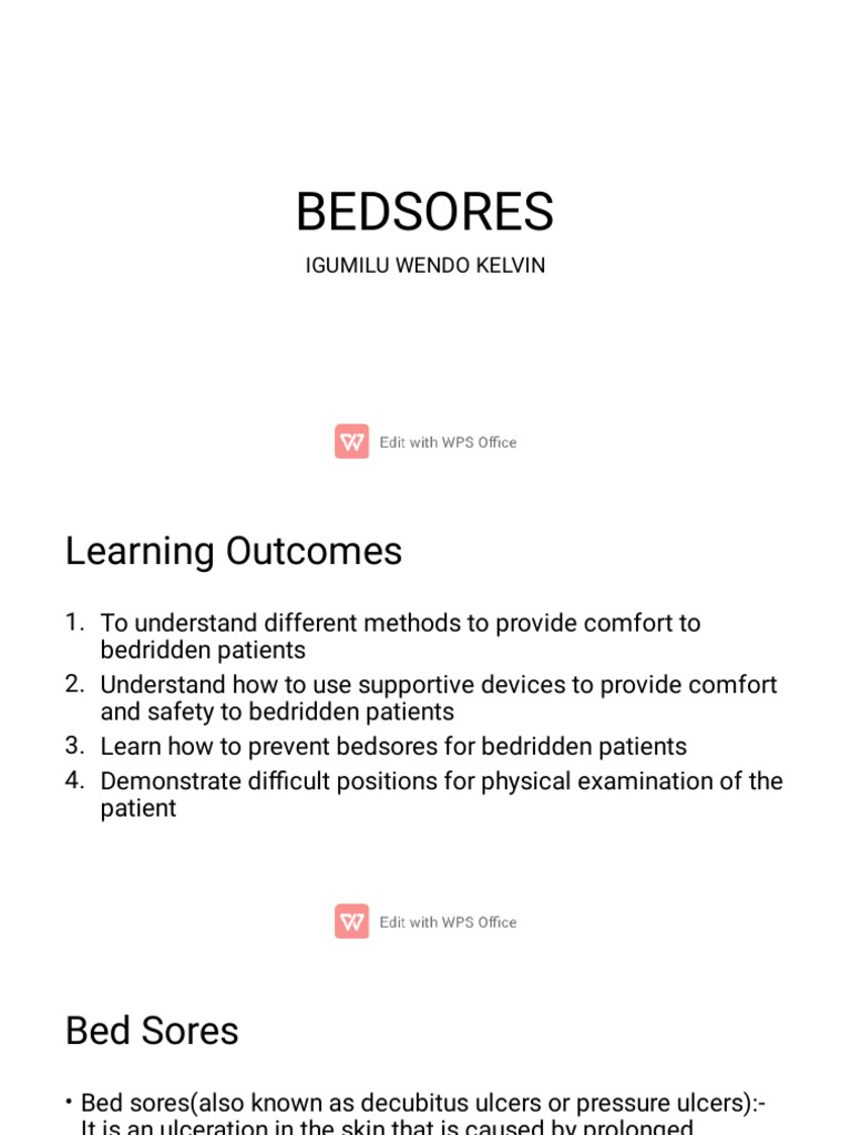 H) Bedsores Learn About Bedsores Management | PDF | Wound | Clinical ...