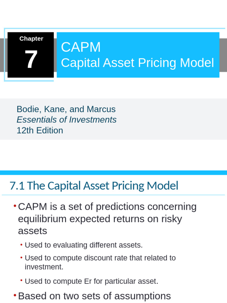Bodie Essentials of Investments 12e Chapter 07 PPT | PDF | Capital Asset Pricing Model | Beta ...