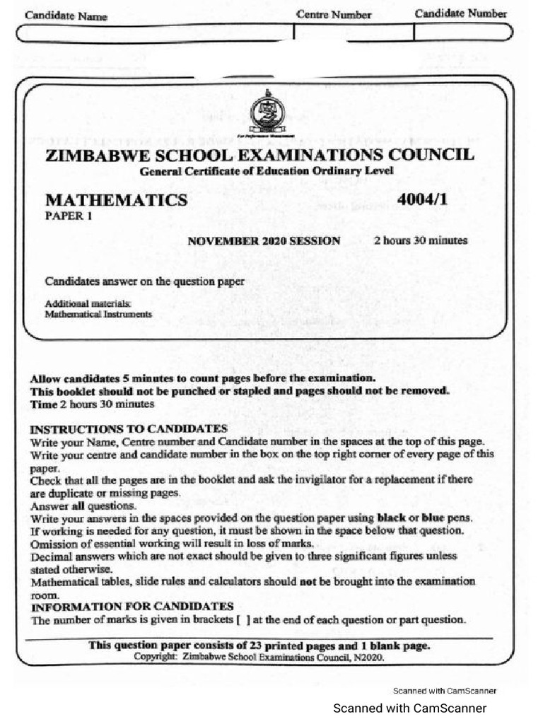 N 2020 P1 Maths O Level | PDF