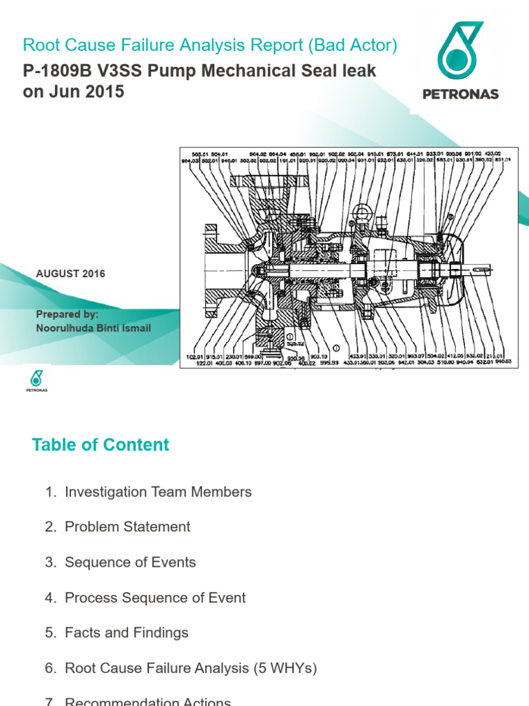 Root Cause Failure Analysis Report Pump M Seal Leakage 1699091777 | PDF ...