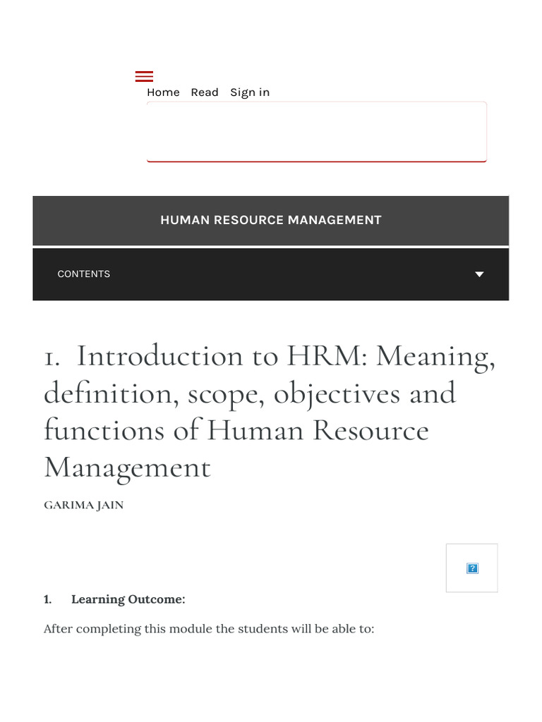 Introduction To HRM - Meaning, Definition, Scope, Objectives and Functions of Human Resource ...