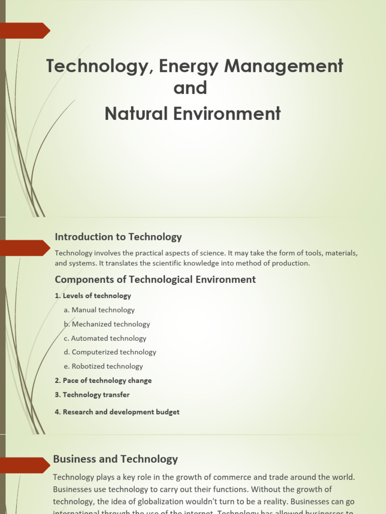 Chapter-6 Technology, Energy, Management and Natural Environment | PDF | Energy Development ...
