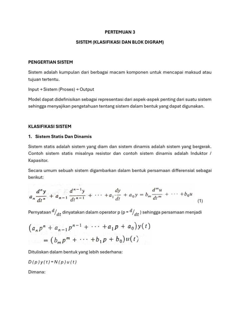 Sistem (Klasifikasi Dan Blok Digram) | PDF