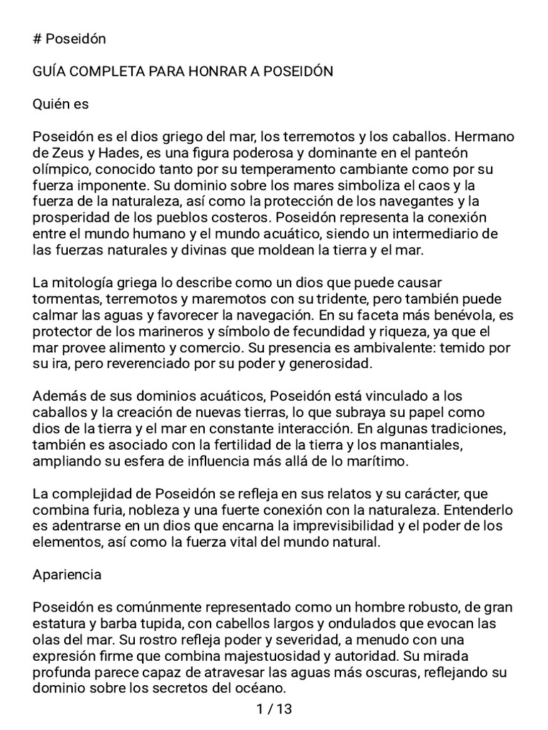 Poseidón | PDF | Rituales | Deidades