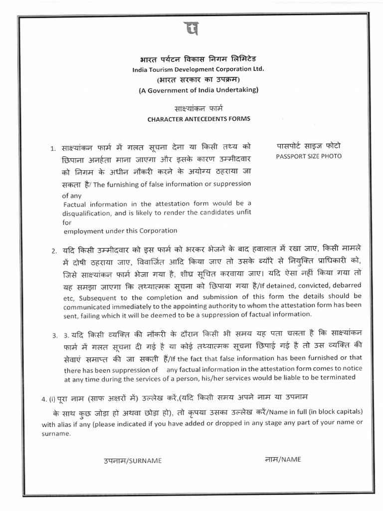 Character & Antecedents Form | PDF