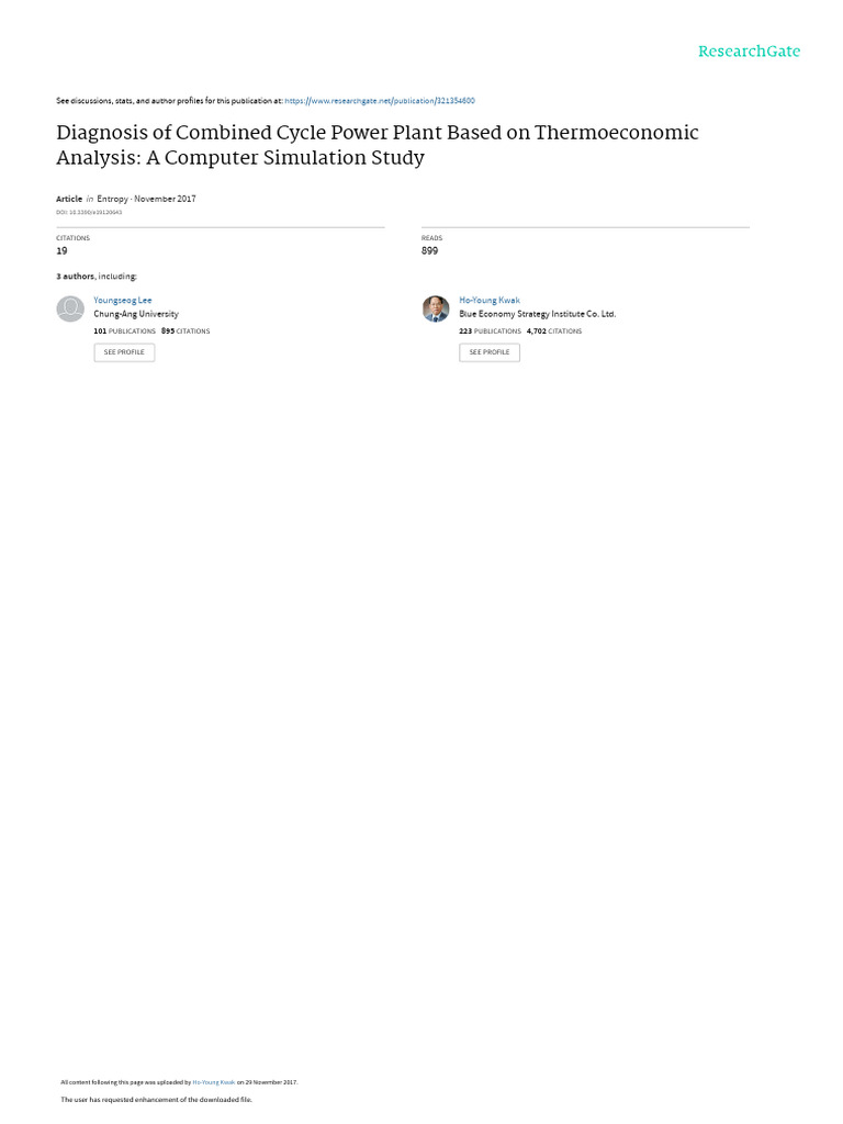 Diagnosis of Combined Cycle Power Plant Based On Thermoeconomic Analysis - A Computer Simulation ...