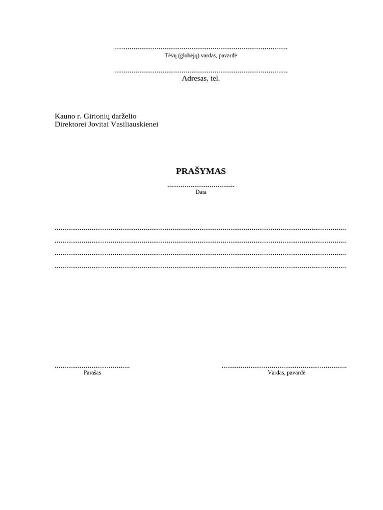 Tevu Globeju Papr. Prasymo Forma 1 | PDF