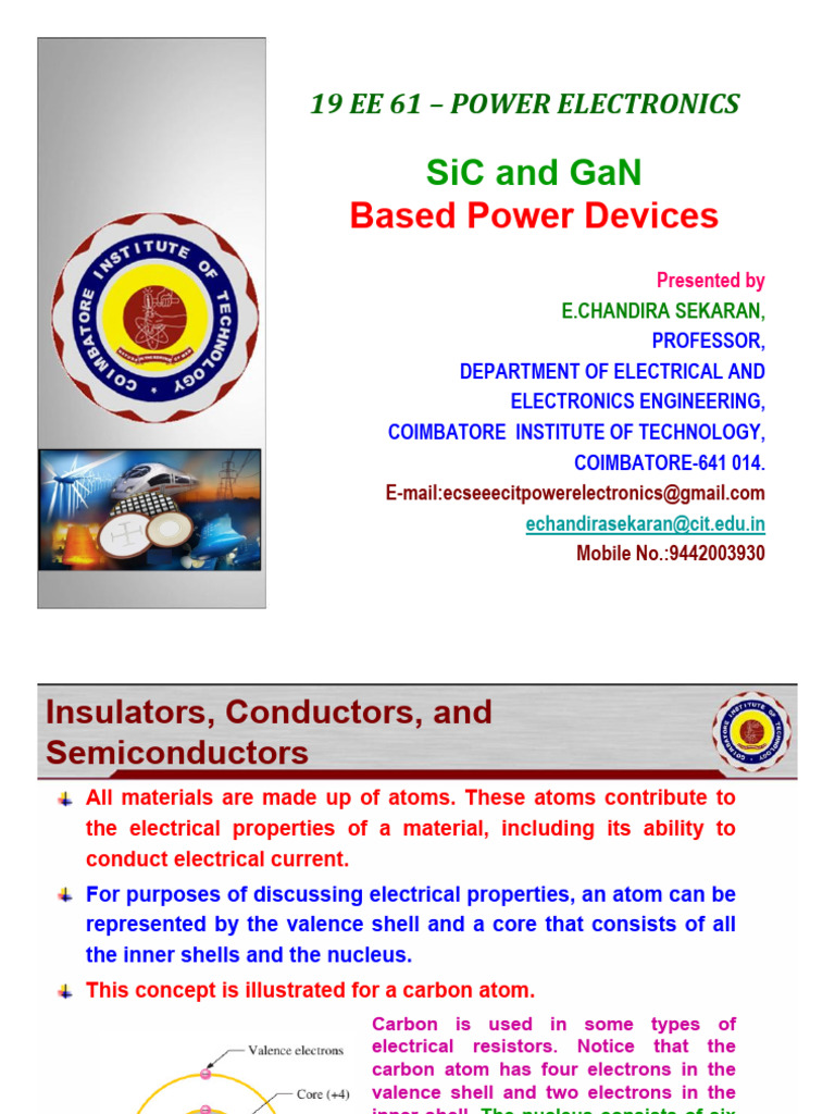 2024 25 VI CIT EEE ECS 19 EE 61 Power Electronics Unit I SiC and GaN Based Power Devices | PDF ...