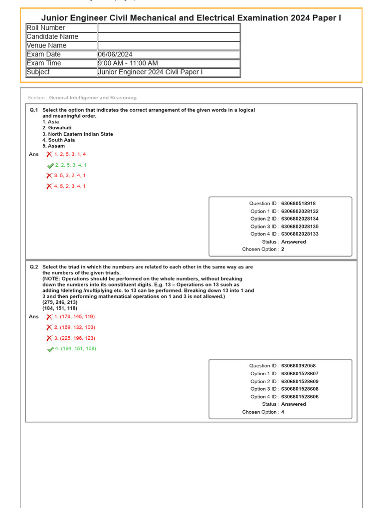 SSC JE 2024 Paper 1 Civil Morning Question Paper With Answer Key PDF ...