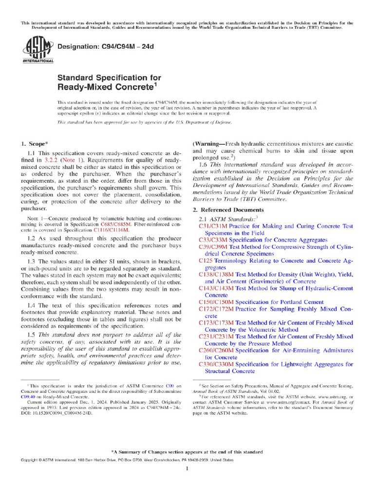 ASTM C94 - C94M-24d | PDF