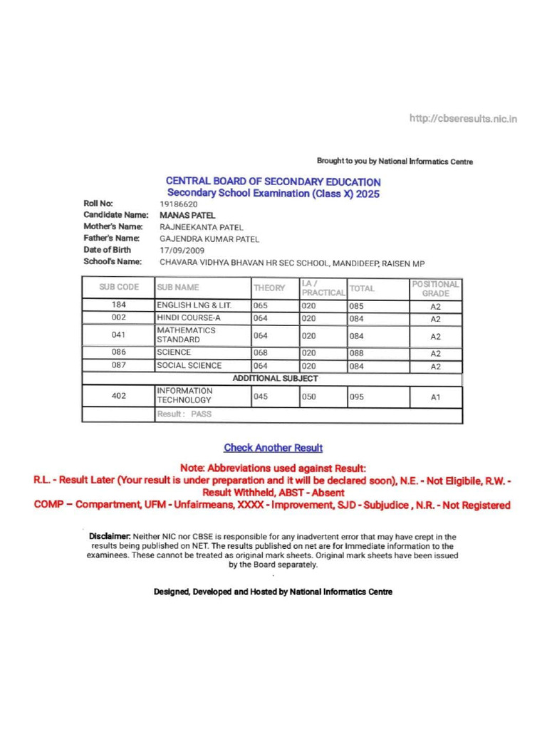 Secondary School Examination (Class X) 2025 | PDF