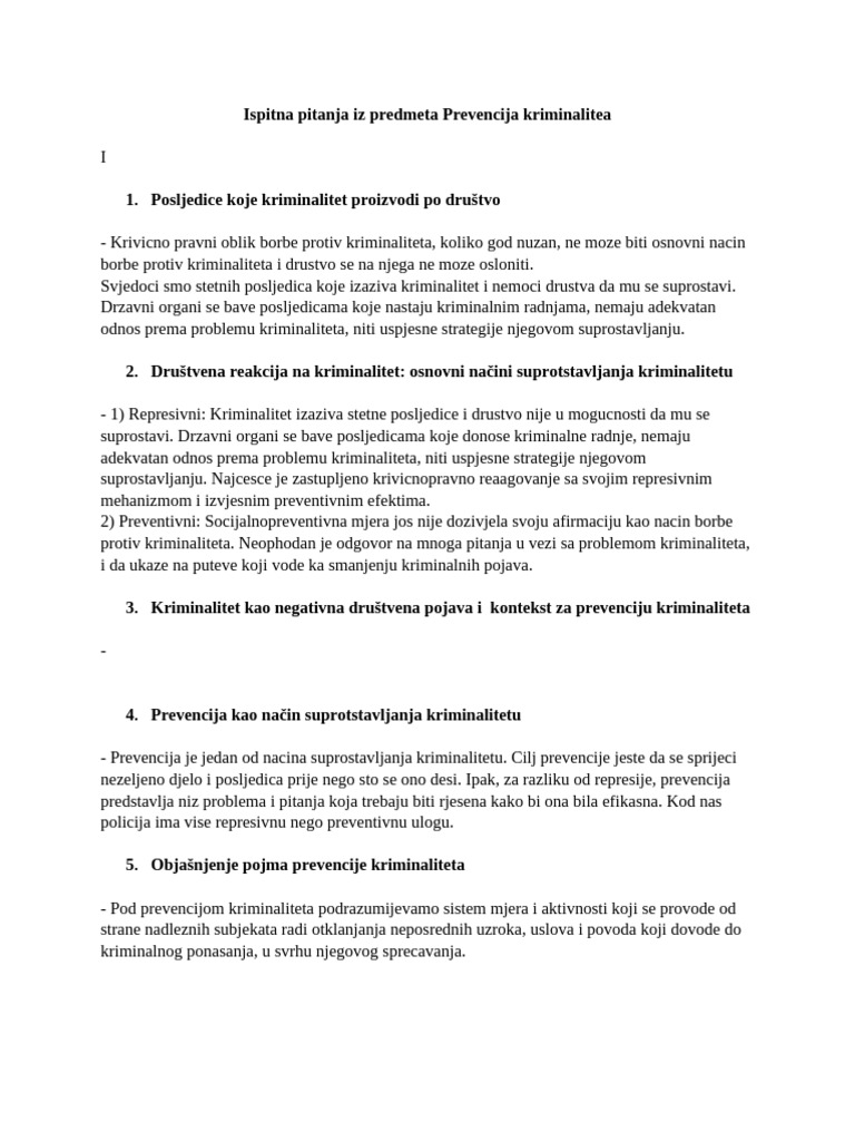 Ispitna Pitanja Prevencija 2021 | PDF