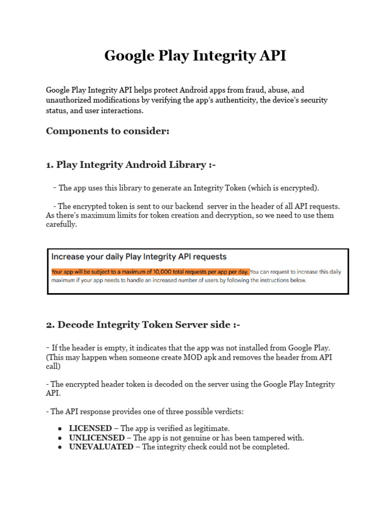 Google Play Integrity API | PDF