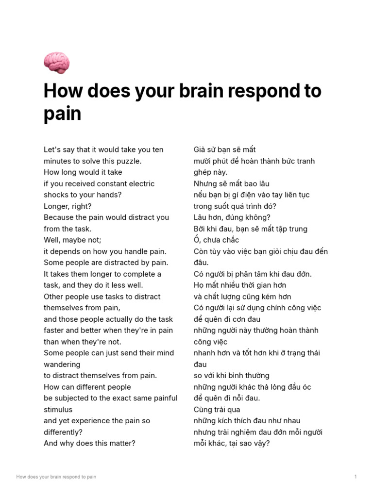 How Does Your Brain Respond To Pain | PDF