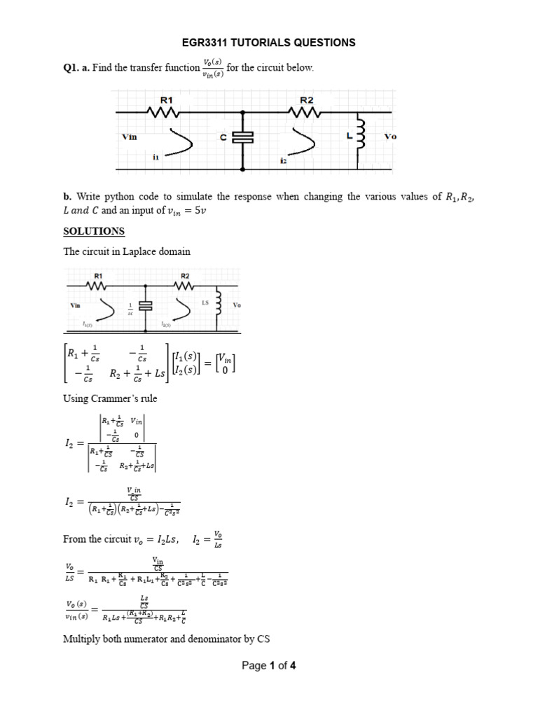 Egr3311 Tutorials Questions | PDF | Electronics | Electronic Engineering