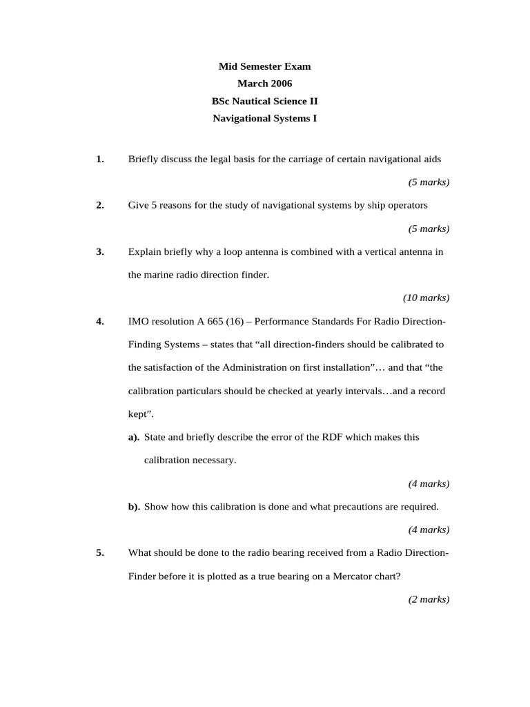 2006 - Nav Sys I - BSC II - Midsemester | PDF