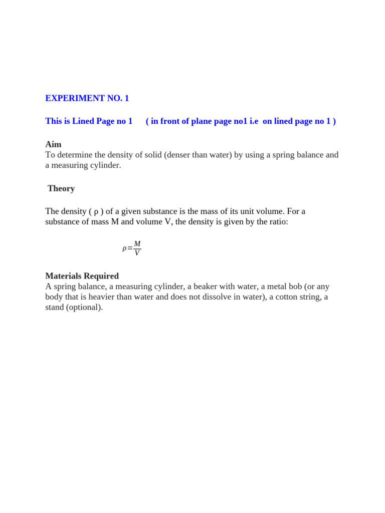 Density Determination Experiment Class 9 | PDF | Density | Weight