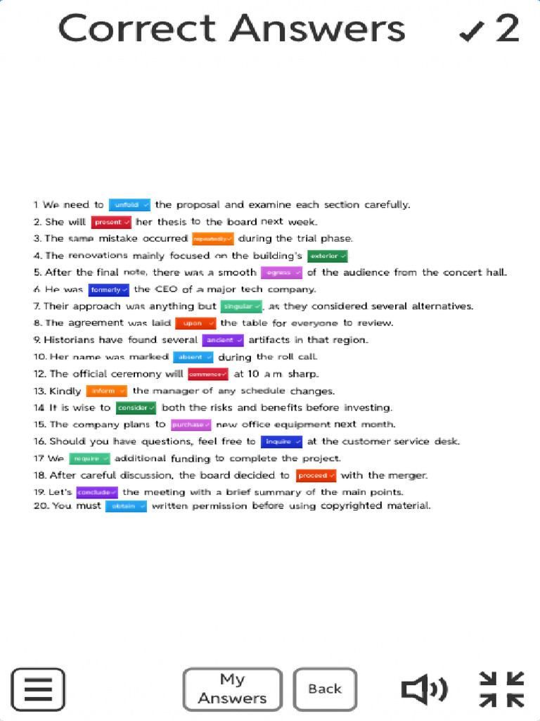 Vocab Advanced - Complete The Sentence | PDF