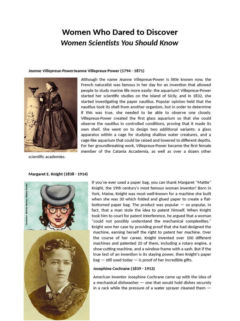 Inspiring Women Inventors and Scientists | PDF