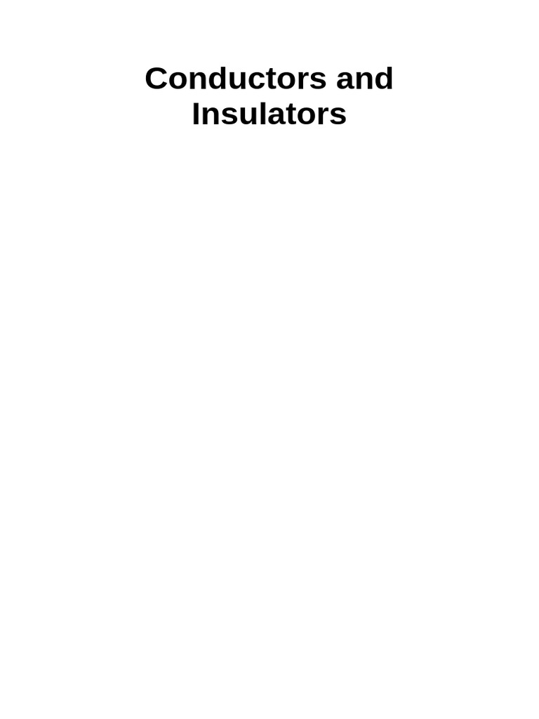 Conductors and Insulators Report | PDF
