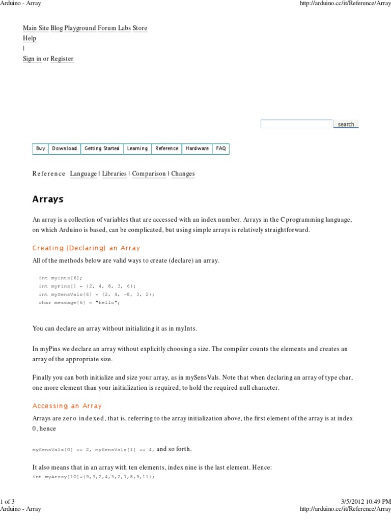 Arduino Array Pdf Array Data Type Array Data Structure